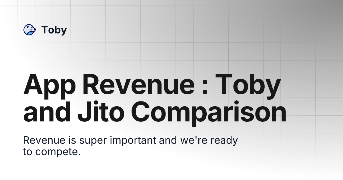 App Revenue : Toby and Jito Comparison | Toby